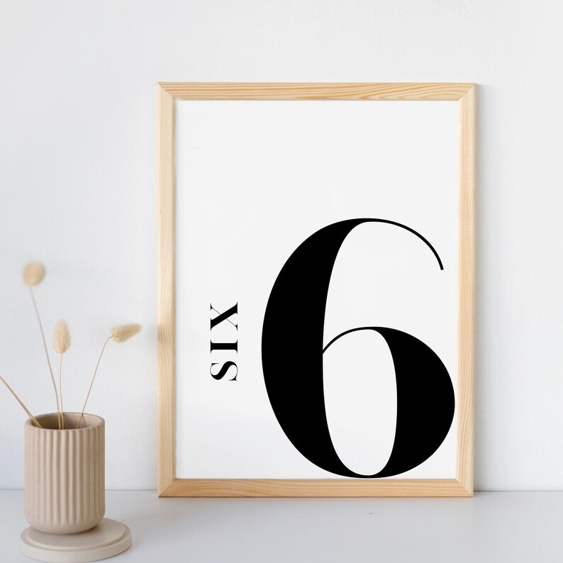 Number 6 Print, Monogram Print, Number Six, Wall Art Print, Wedding ...