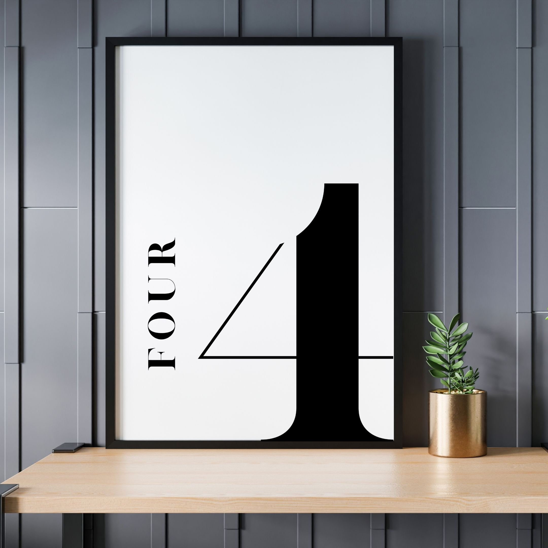 Number 4 Print, Monogram Print, Number Four, Wall Art Print, Wedding ...