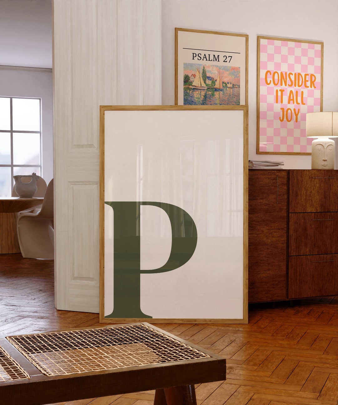 Letter P Poster, Green Wall Art Print, Alphabet P Letter Art Print ...