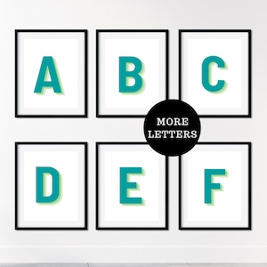 Retro 3d Letter L Print, Monogram Letter Print, Green and Lime Letter ...