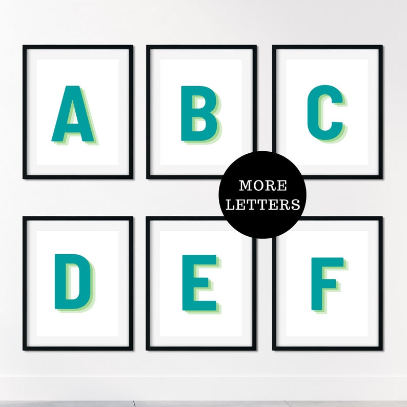 Retro 3d Letter L Print, Monogram Letter Print, Green and Lime Letter ...