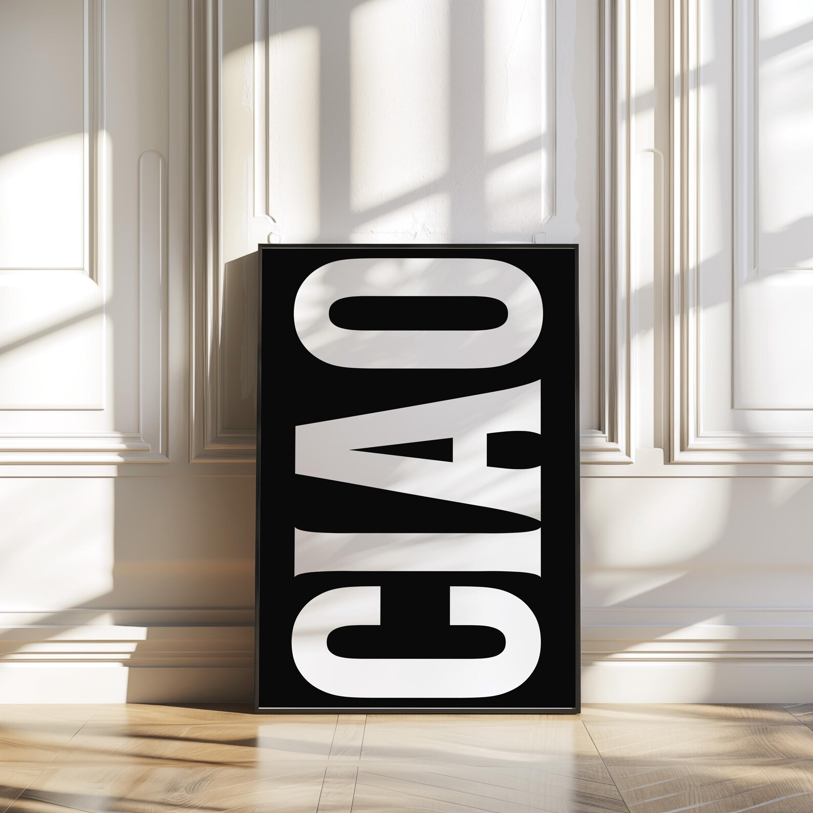 Ciao Poster, Retro Style Black and White Italian Wall Art Ciao Quote ...