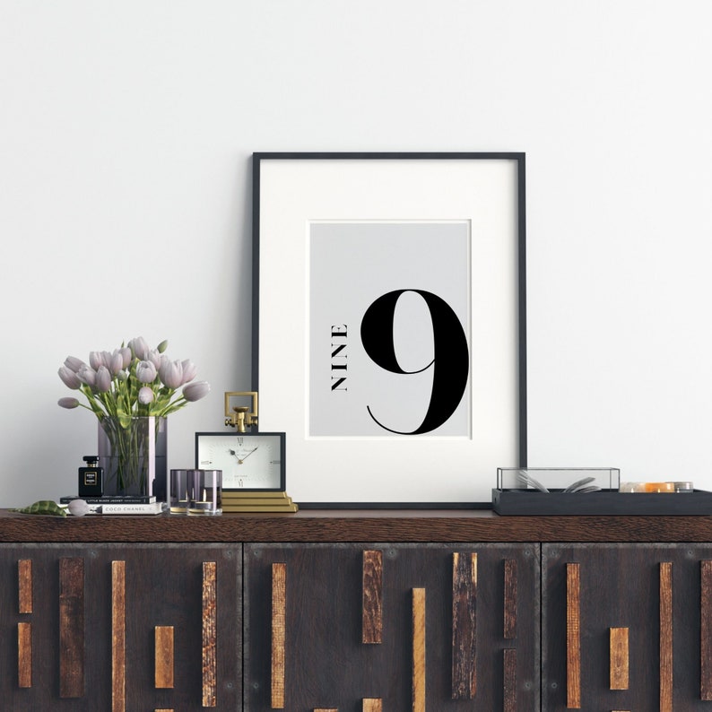 Number 9 Print, Monogram Print, Number Nine, Wall Art Print, Wedding ...