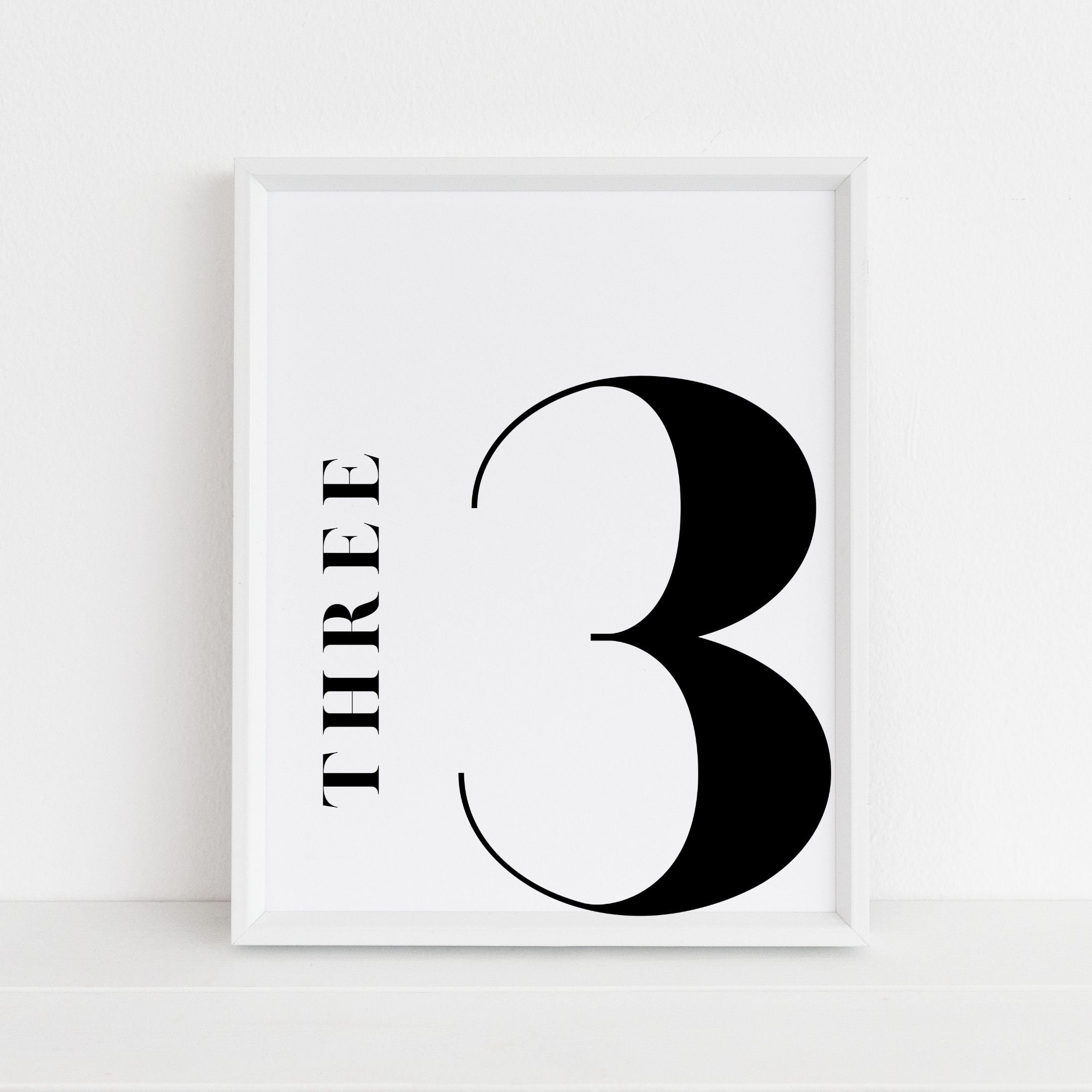 Minimalist Print, Number 3 Sign, Number Prints, Printable Wall Art ...