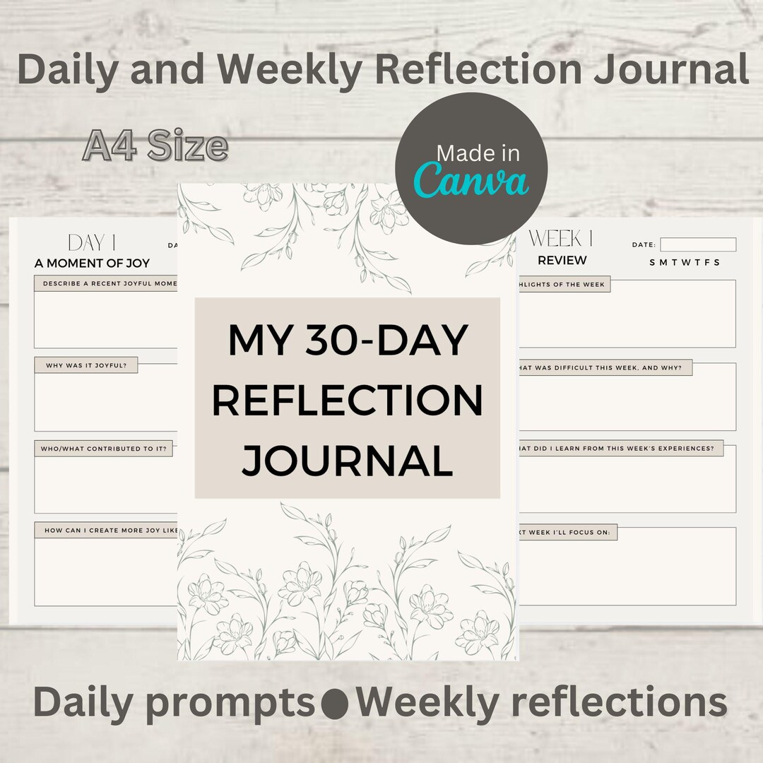 30 Day Reflection Journal With Daily Prompts and Weekly Review | Guided ...