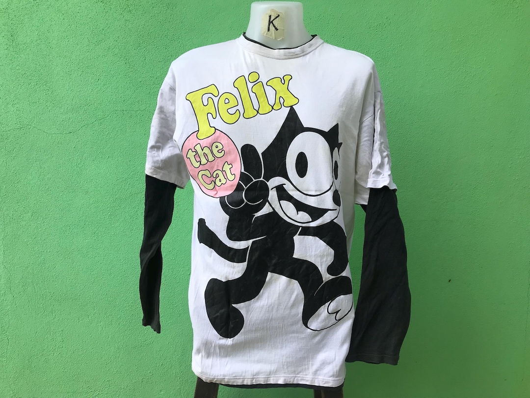 Vintage Felix the Cat Cartoon Character Over Print Xl Size Long Sleeve ...