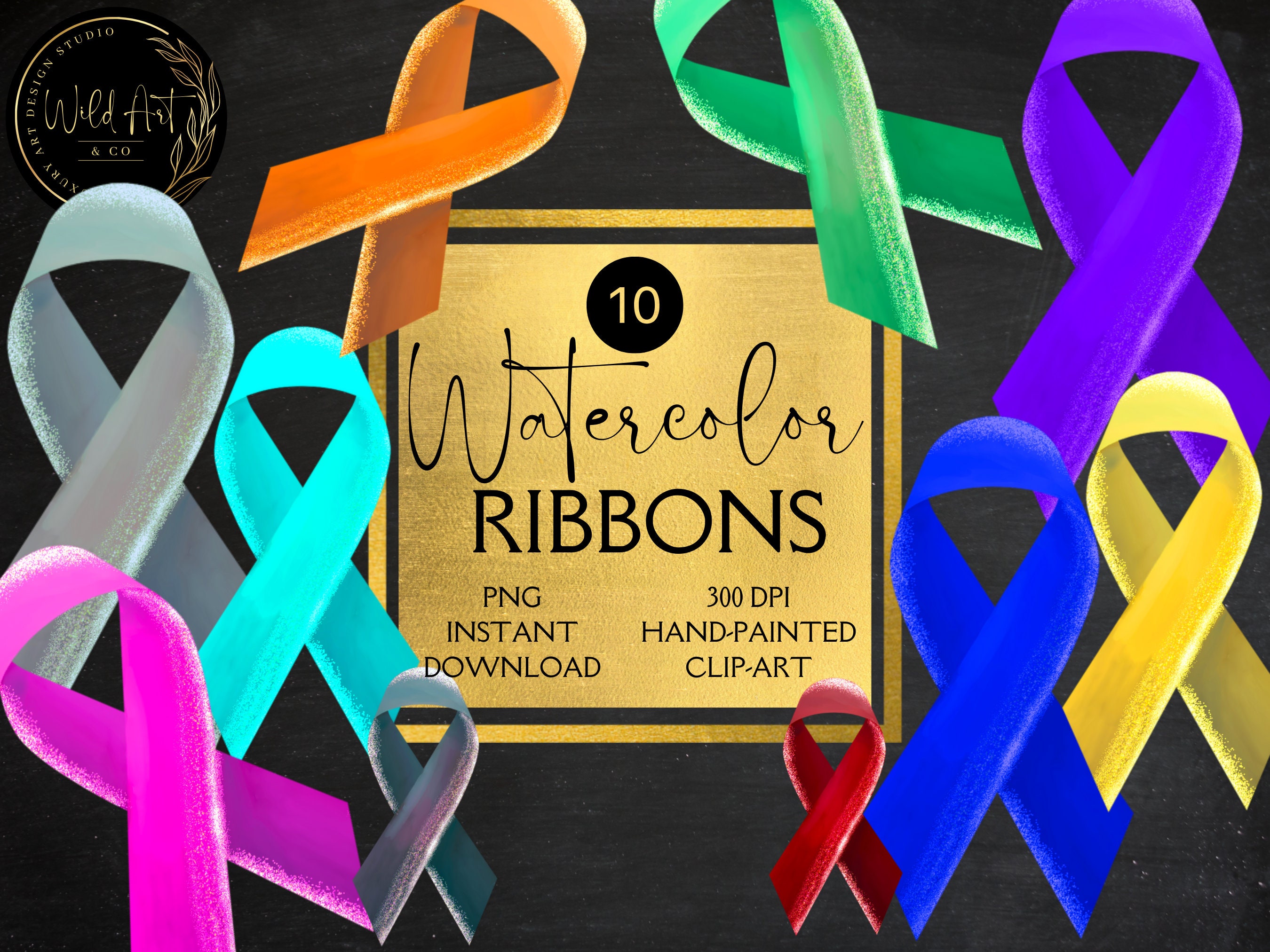 Awareness Ribbons Clipart Watercolor Pack/hand-painted Ribbon - Etsy