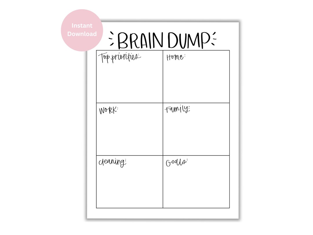 Brain Dump Printable, Brain Dump Template, Brain Dump Journal ...