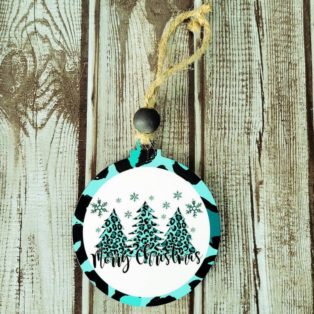 Animal Print Christmas Tree Ornament Aqua Cheetah Print - Etsy