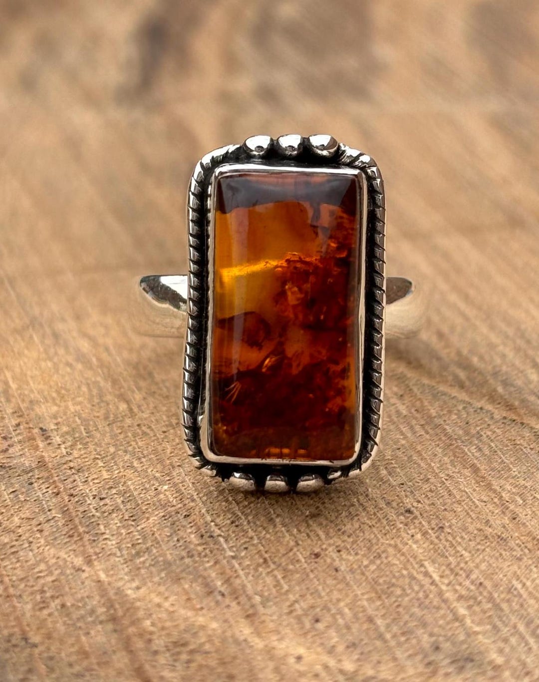Beautiful Amber Sterling Silver Ring. Natural Cognac Baltic Amber With ...