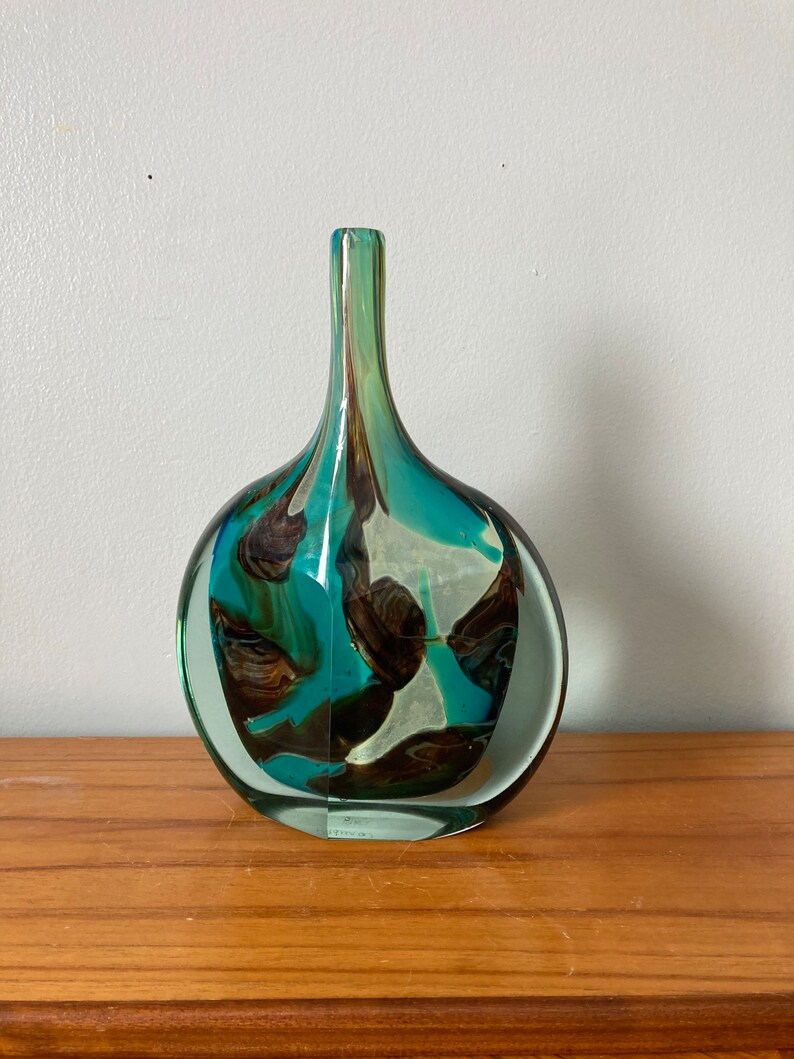 Large Heavy Art Glass Mdina Vase Michael Harris cut Ice - Etsy
