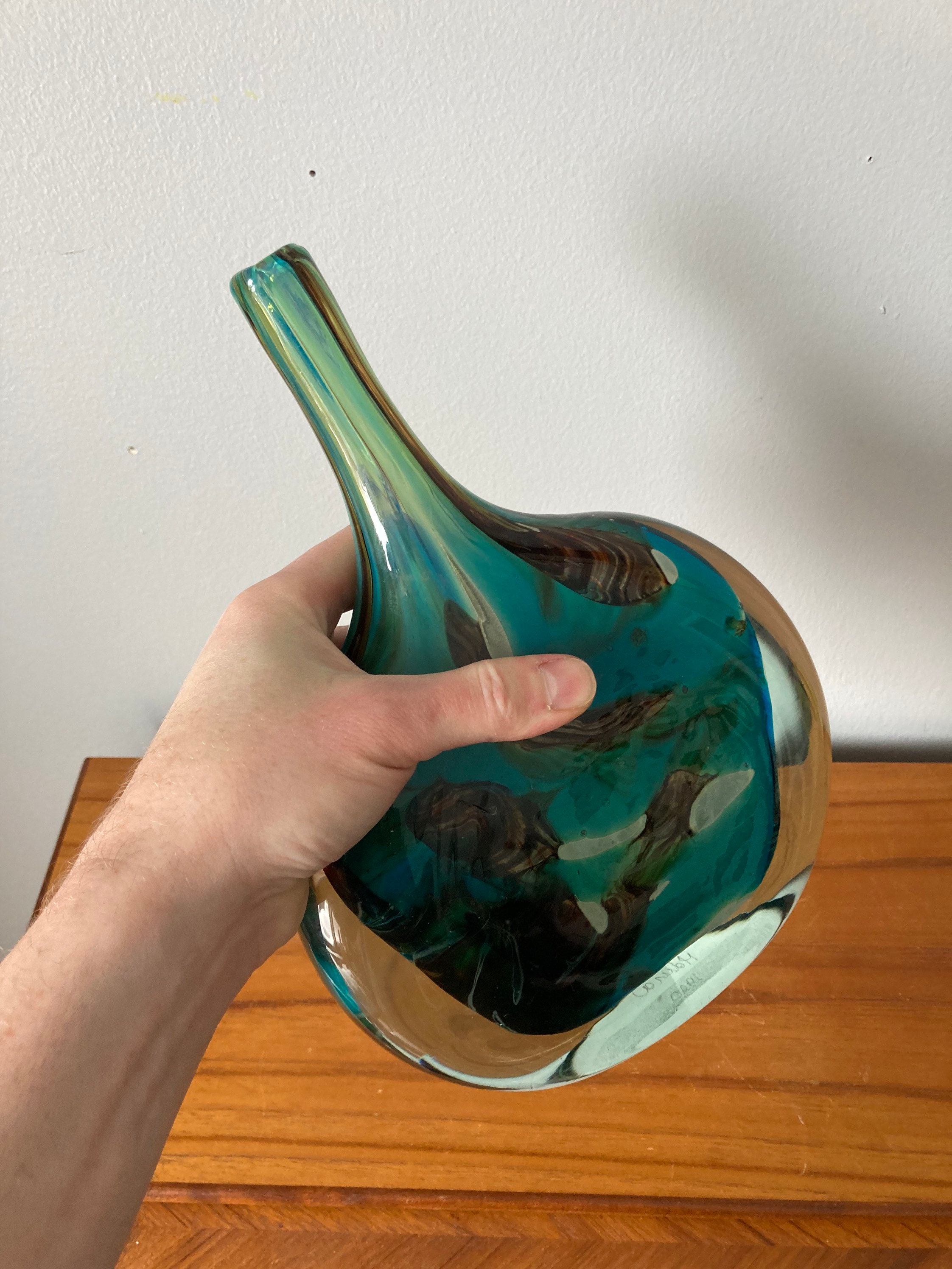 Large Heavy Art Glass Mdina Vase Michael Harris cut Ice - Etsy