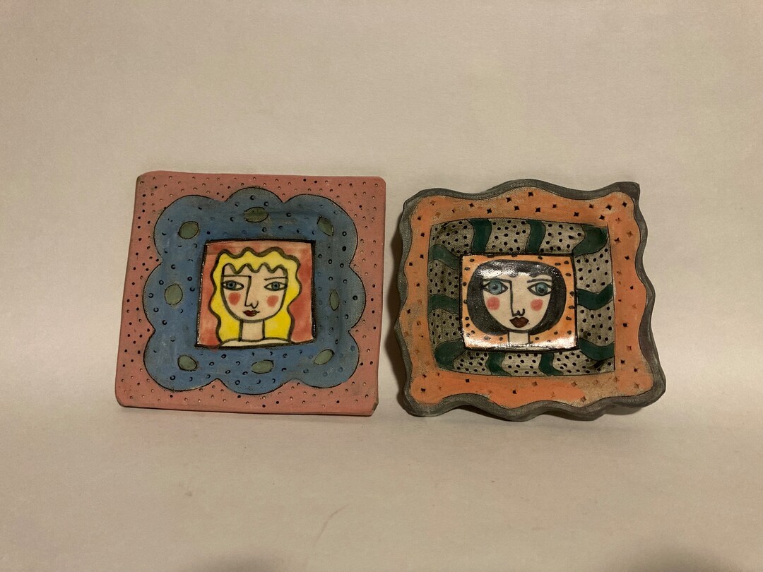 Two Ceramic Catch All Studio Pottery Dishes by Rebecca Cool - Etsy
