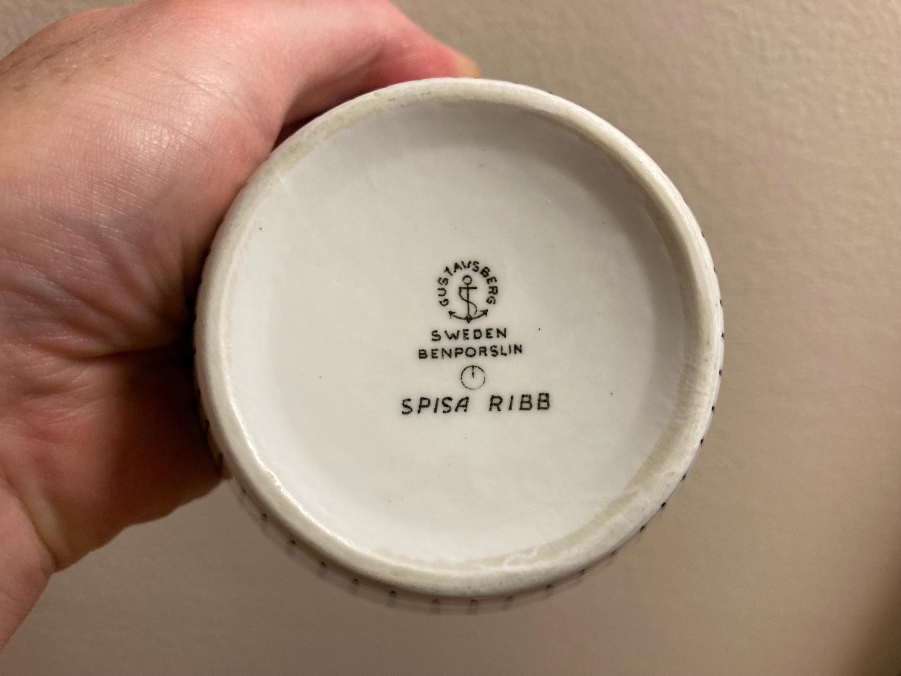 Rare Porcelain Spisa Ribb Snack Bowl by Stig Lindberg for Gustavsberg ...