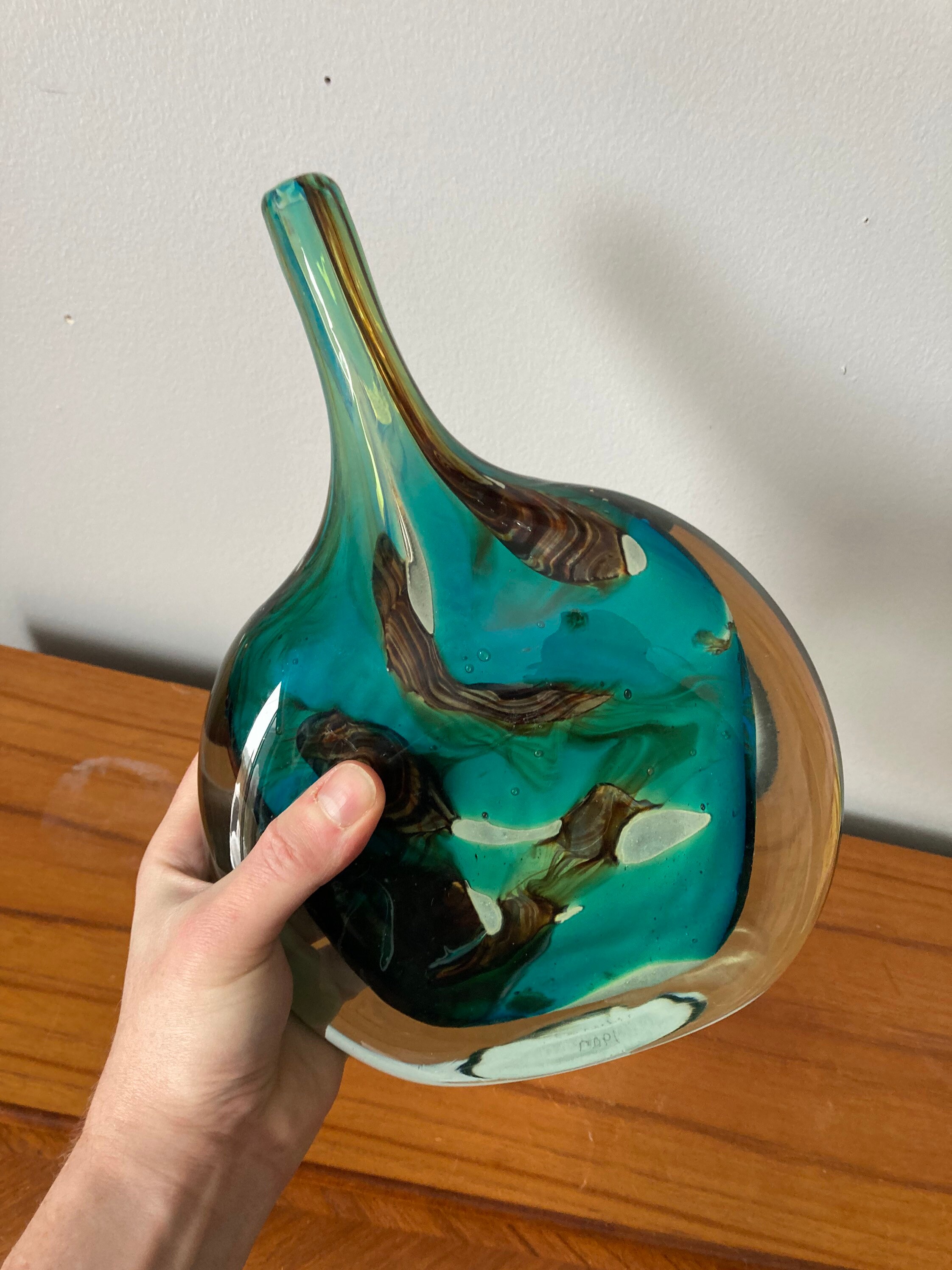 Large Heavy Art Glass Mdina Vase Michael Harris cut Ice - Etsy