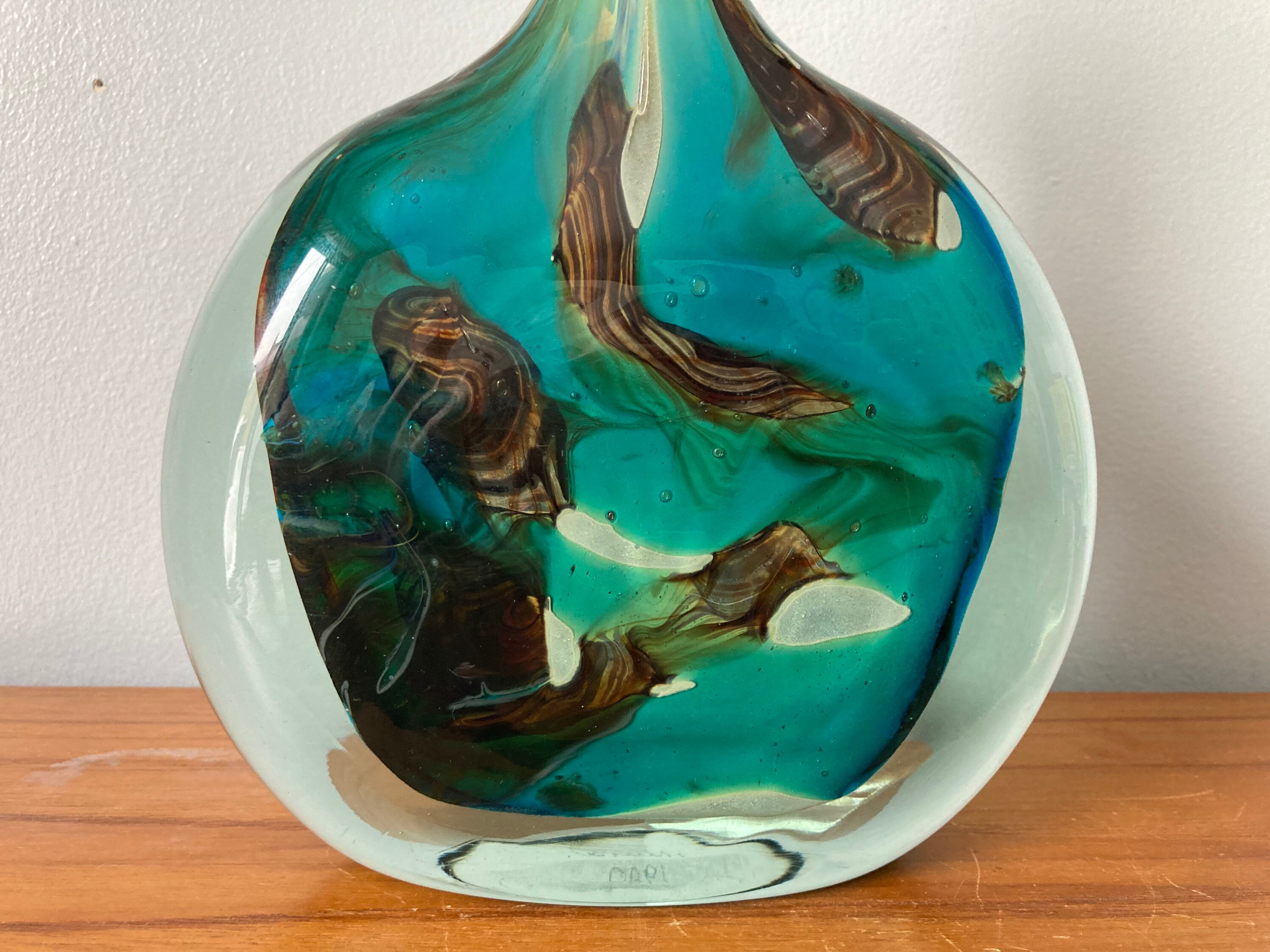 Large Heavy Art Glass Mdina Vase Michael Harris cut Ice - Etsy