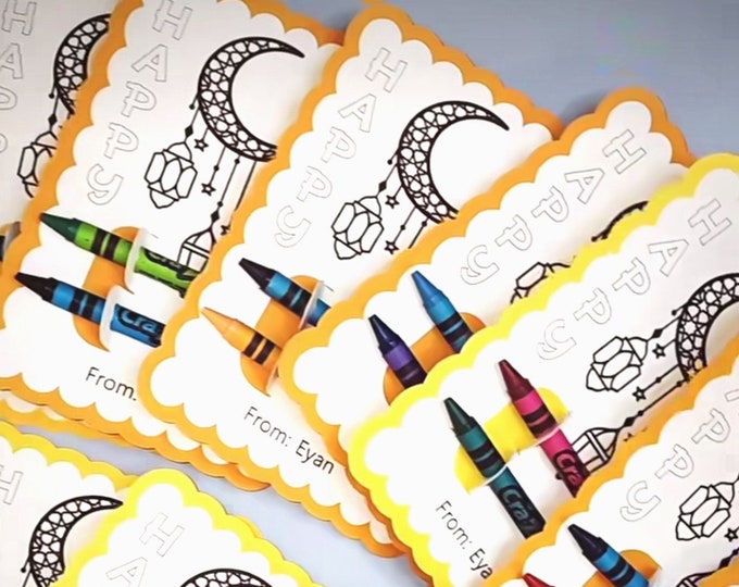 Ramadan Coloring Card Set With Crayons, Gifts for Kids/classmates ...