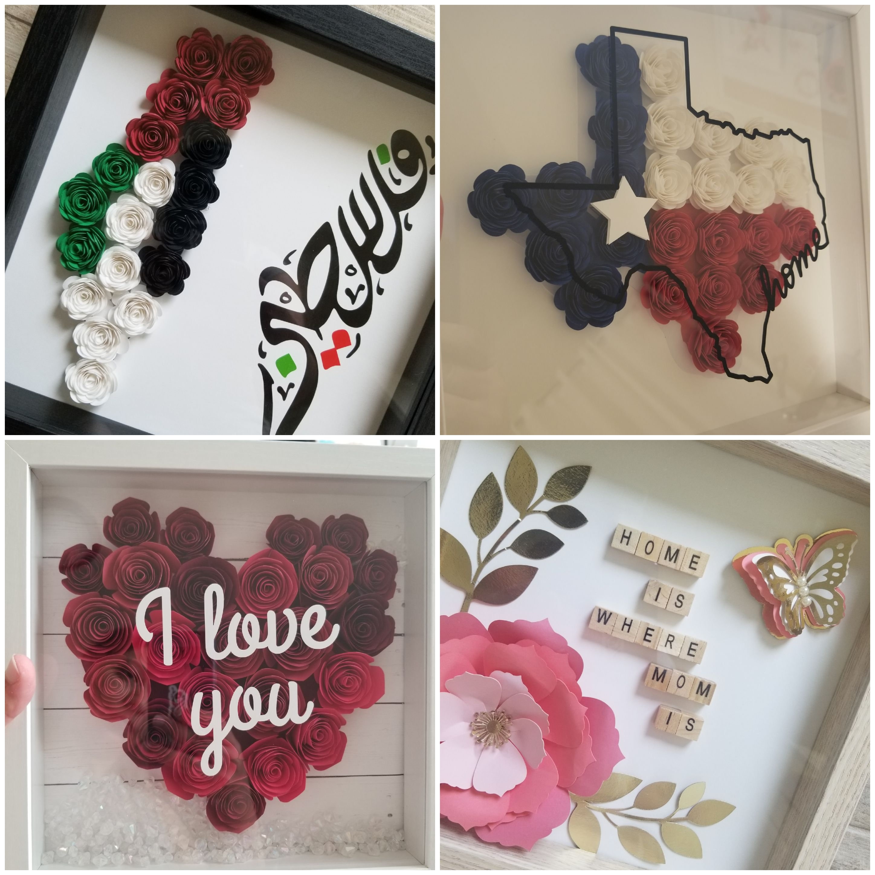 Texas Map 9X9 Flower Shadow Boxes, Shadow Box, Custom Shadow Boxes ...