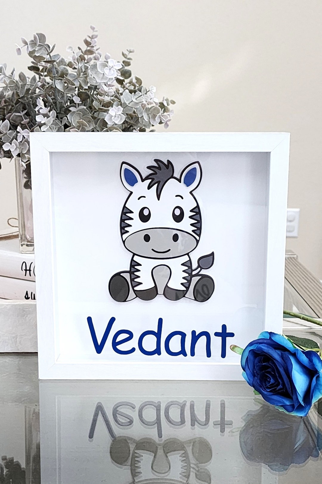 Zebra Personalized 9X9 Layered Shadow Boxes, Dino, Name Shadow Box ...