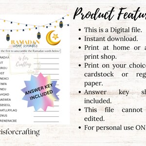 Ramadan Word Scramble Printable Worksheet, Word Scramble, Ramadan Game ...