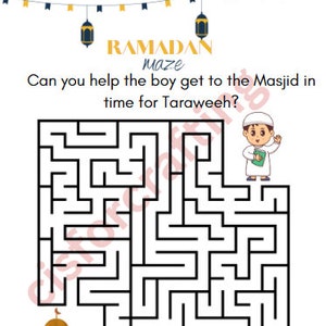 Ramadan Masjid Maze, Masjid Maze, Ramadan Game, Printable Activity ...