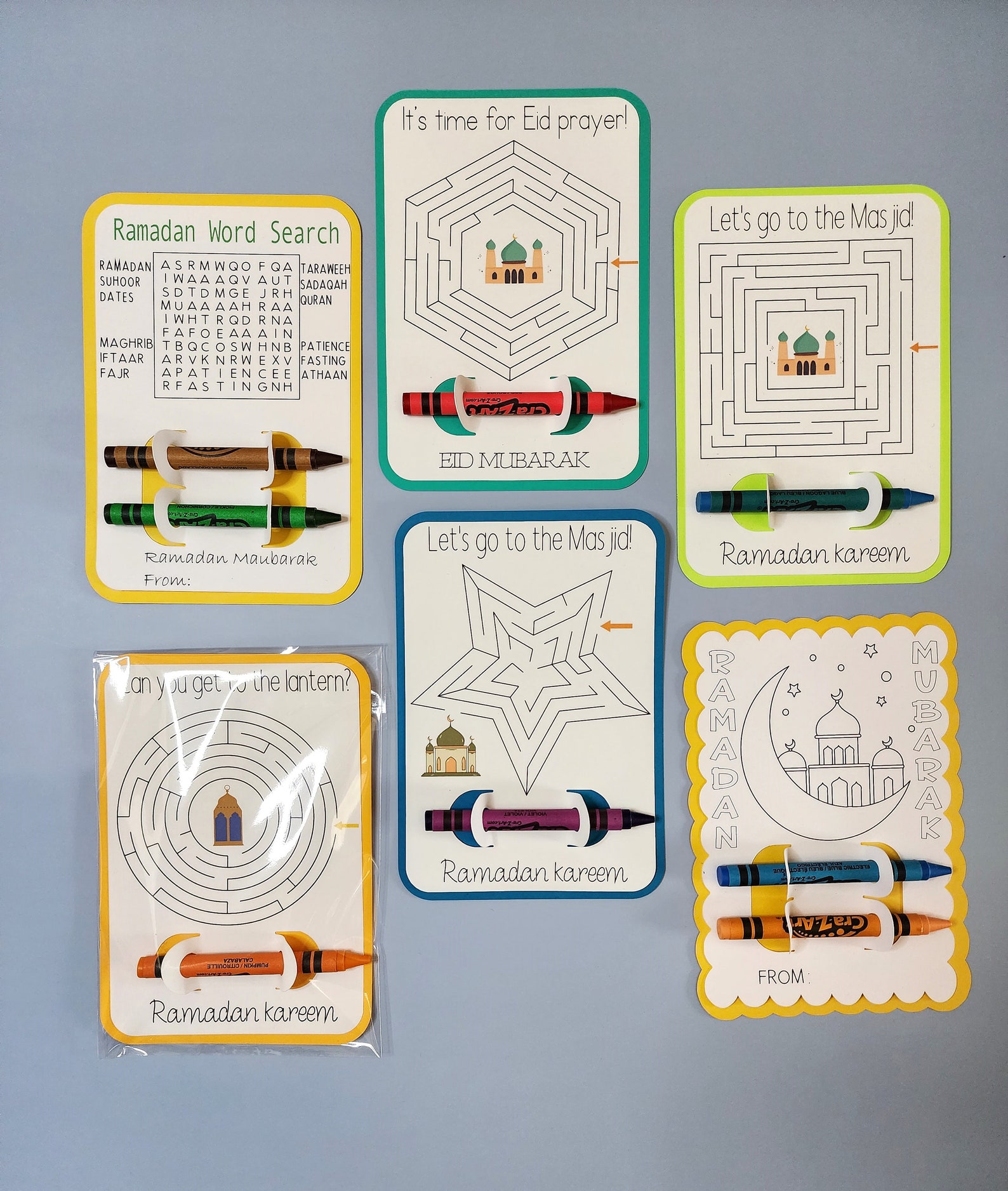 Ramadan Coloring Card Set With Crayons, Gifts for Kids/classmates ...