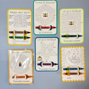 Ramadan Coloring Card Set With Crayons, Gifts for Kids/classmates ...