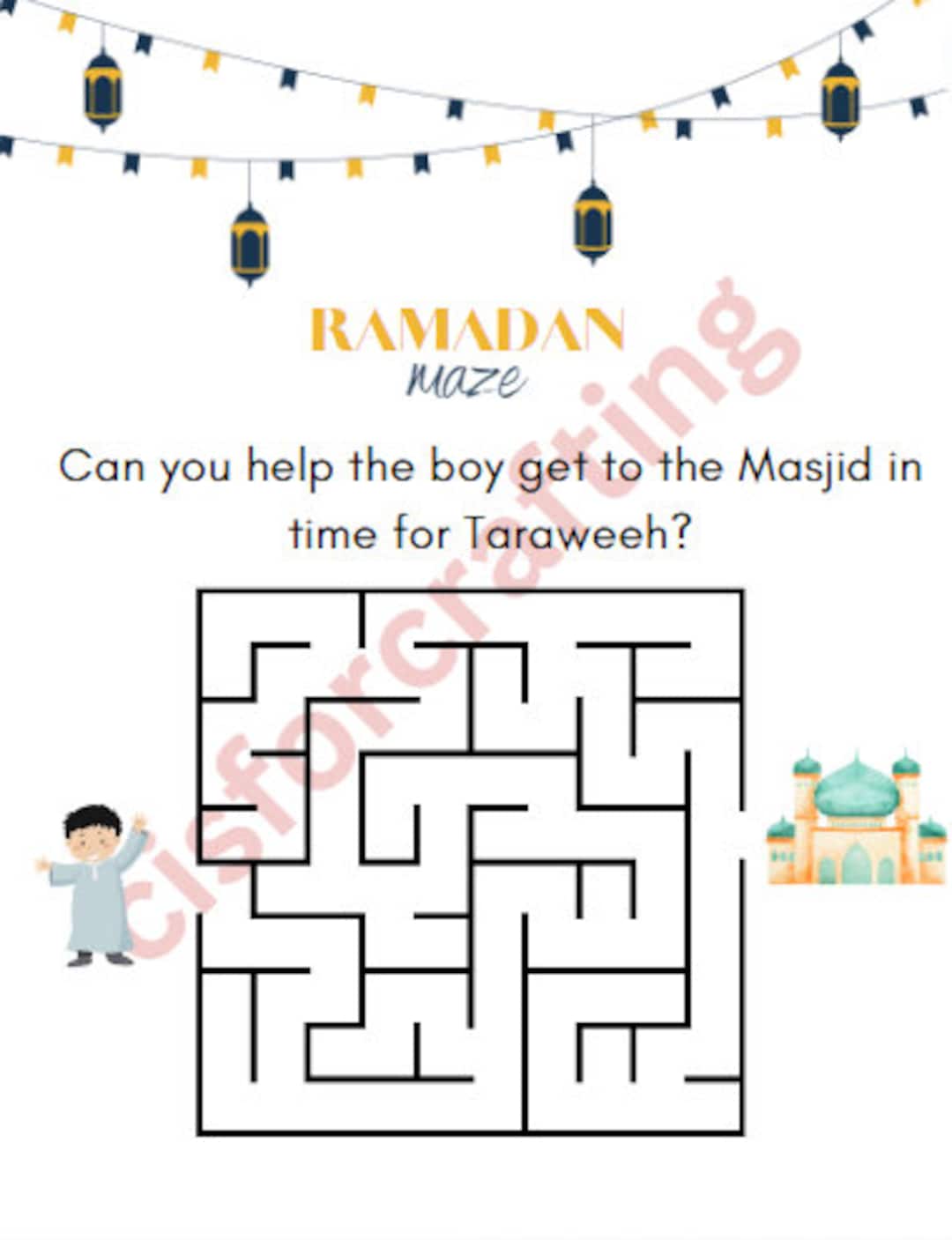 Printable Ramadan Maze, Masjid Maze, Ramadan Game, Printable Activity ...