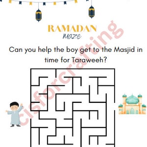 Printable Ramadan Maze, Masjid Maze, Ramadan Game, Printable Activity ...