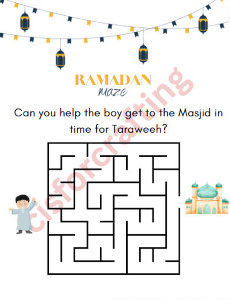 Printable Ramadan Maze, Masjid Maze, Ramadan Game, Printable Activity ...