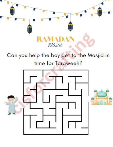 Printable Ramadan Maze, Masjid Maze, Ramadan Game, Printable Activity ...