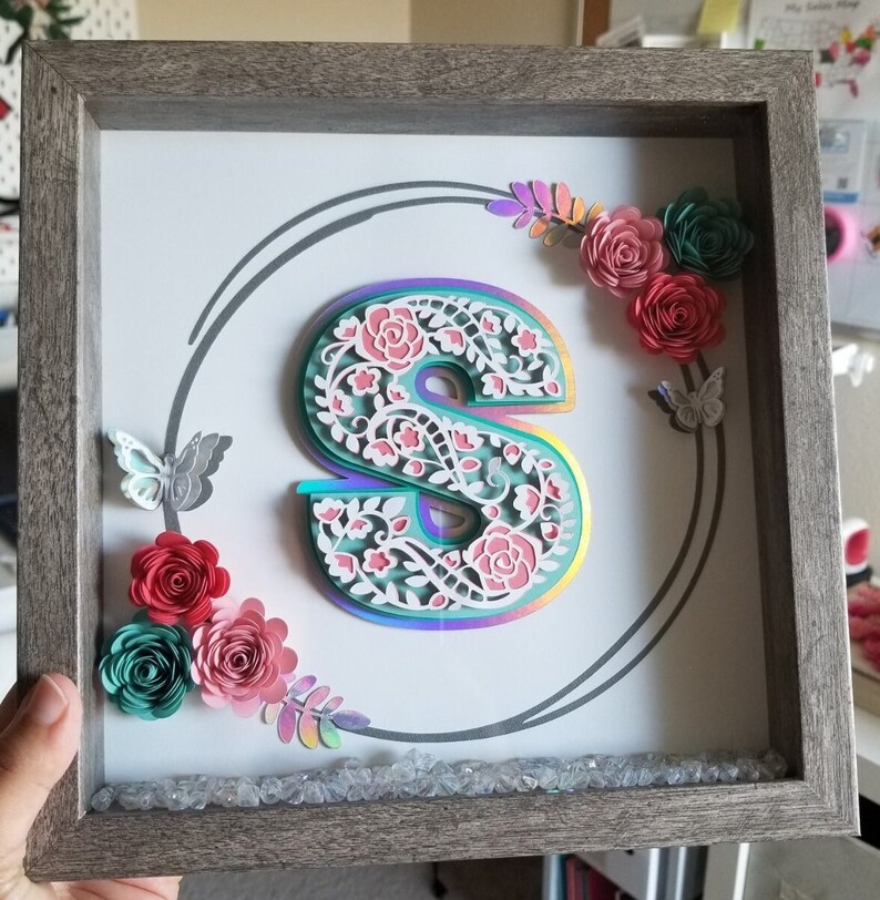 Name Personalized 9X9 Flower Shadow Boxes, Shadow Box, Custom Shadow ...