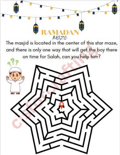 Ramadan Maze Printable, Masjid Maze, Ramadan Game, Printable Activity ...