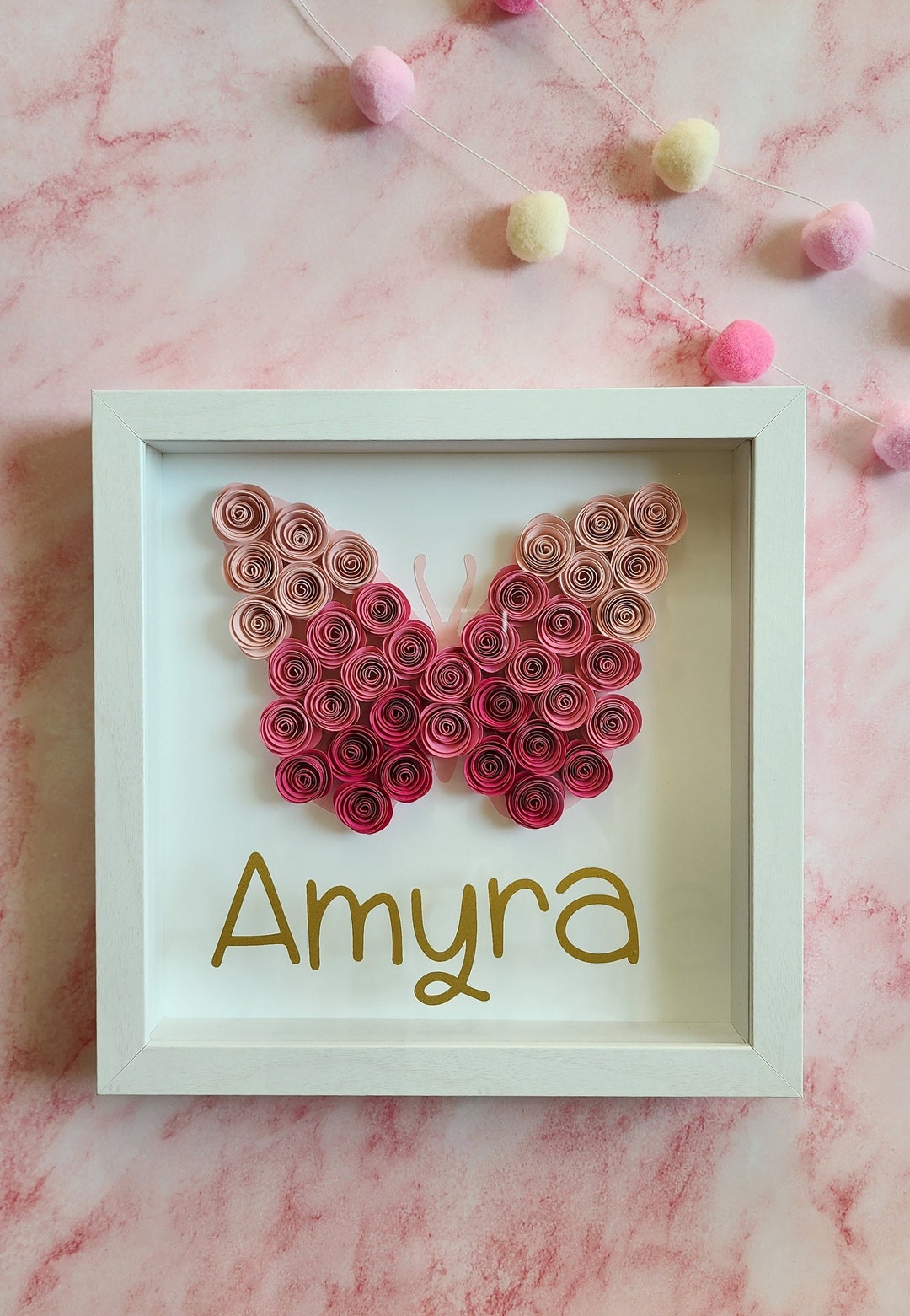 Butterfly Personalized 9X9 Flower Shadow Boxes, Baby Gift,name Shadow ...