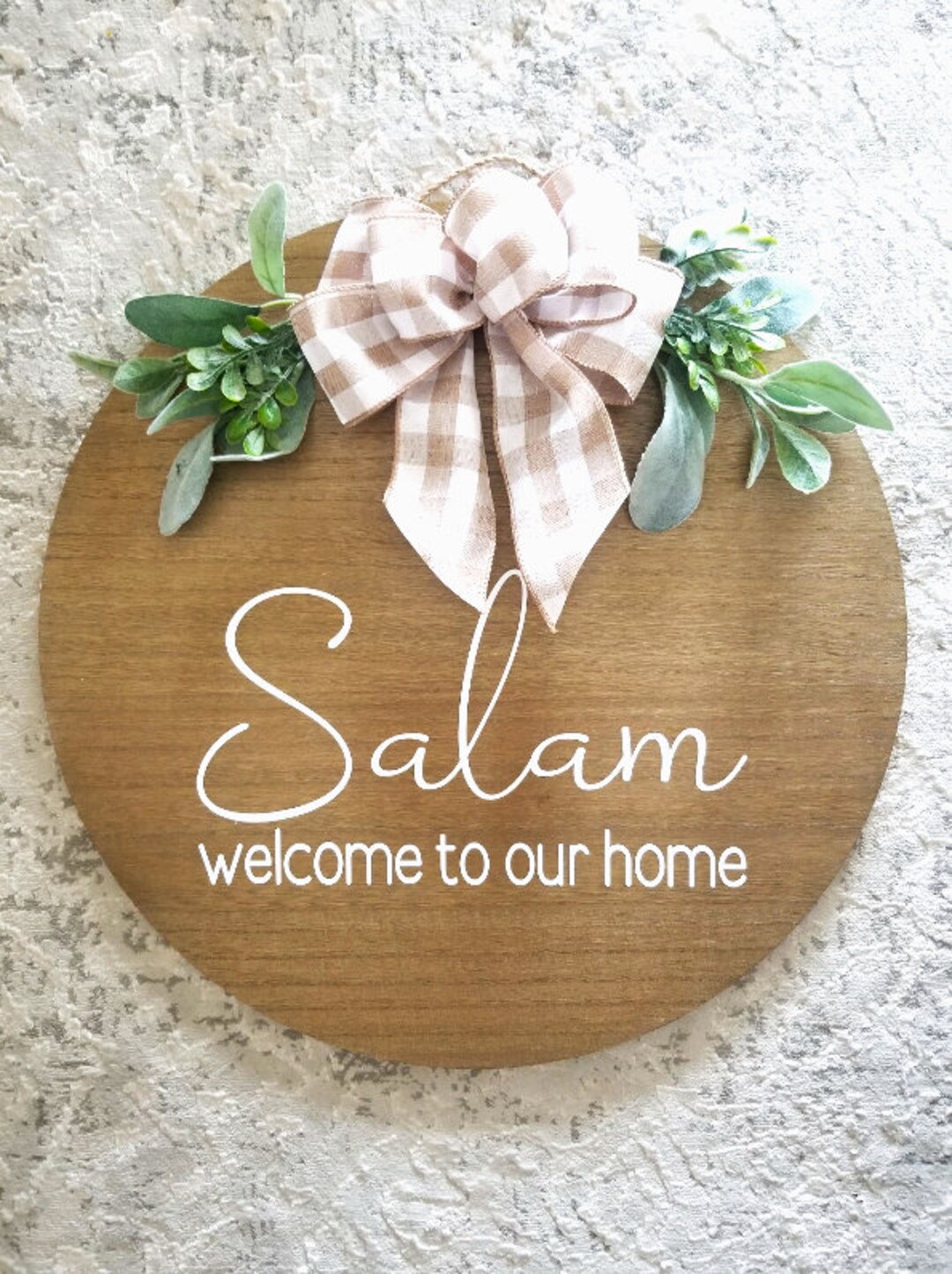 Salam Door Sign, WELCOME, Welcome to Our Home, Wood Round Welcome Sign ...