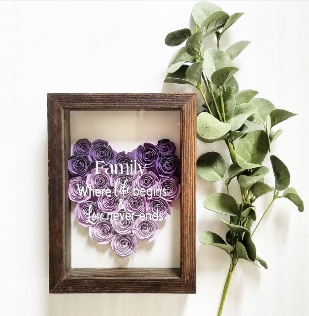 Heart Shadow Box, Personalized Flower Shadow Box, Shadow Box, Custom ...