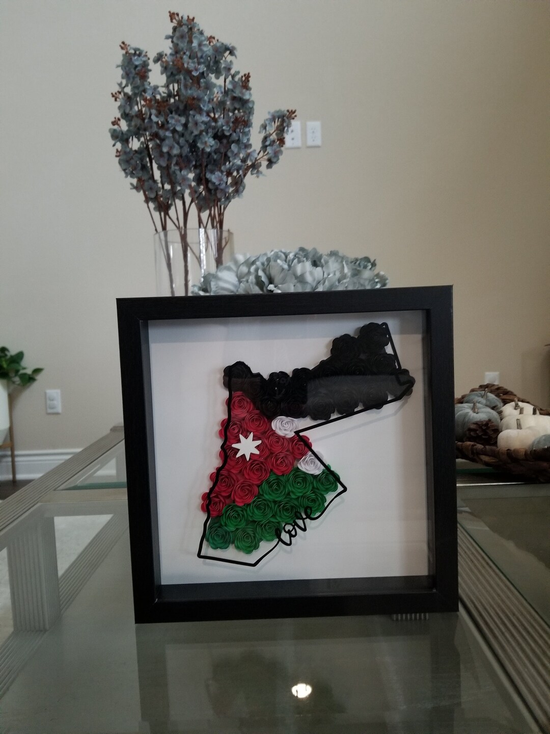Jordan Map 9X9 Flower Shadow Box Shadow Box Custom Shadow - Etsy