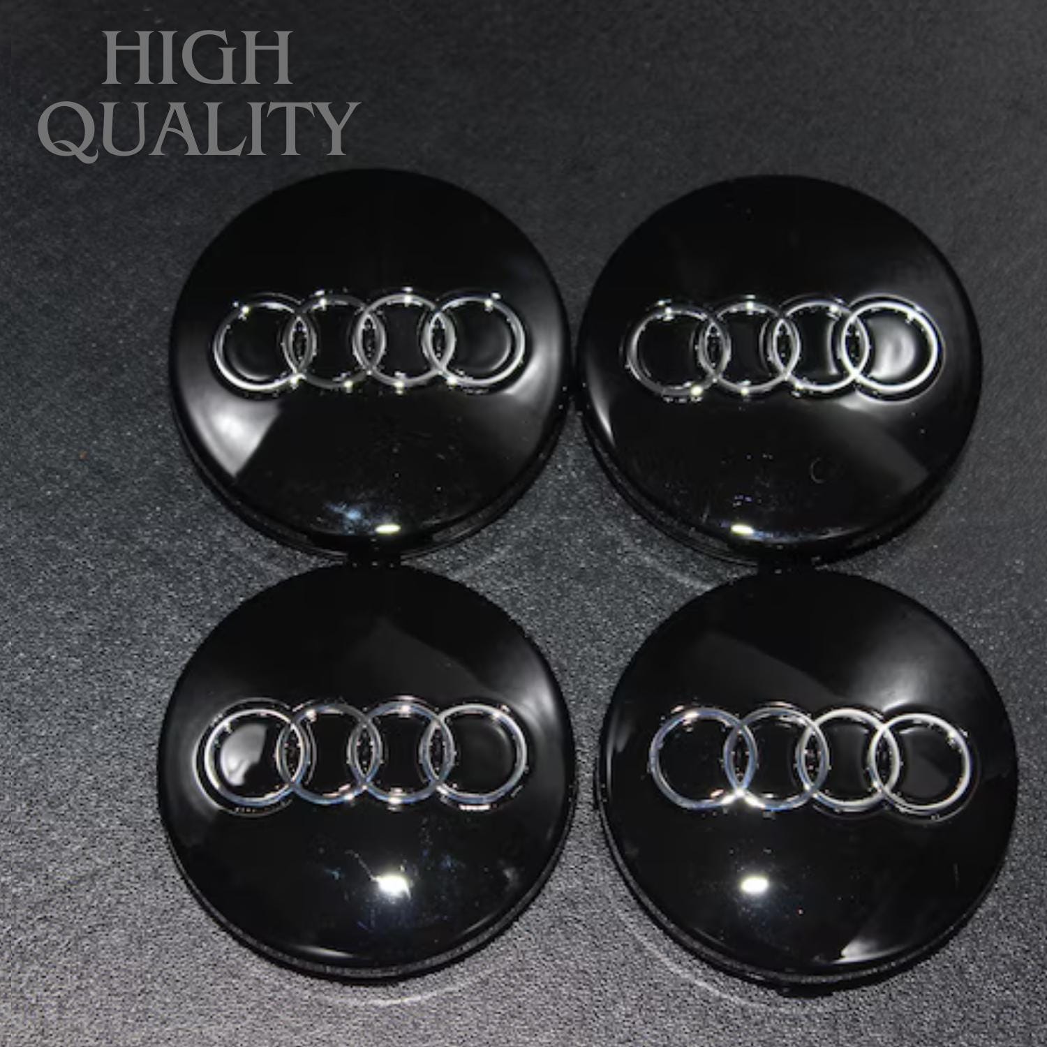 Black Audi Wheel Hub Center Caps - Set of 4 68mm(2.68 Inch) Compatible ...