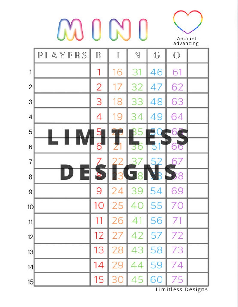 Rainbow Mini Bingo Board (mixed & Straight) - Etsy
