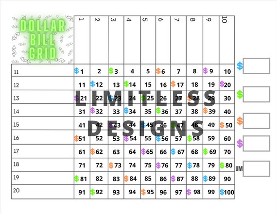 Dollar Bill Grid - Etsy