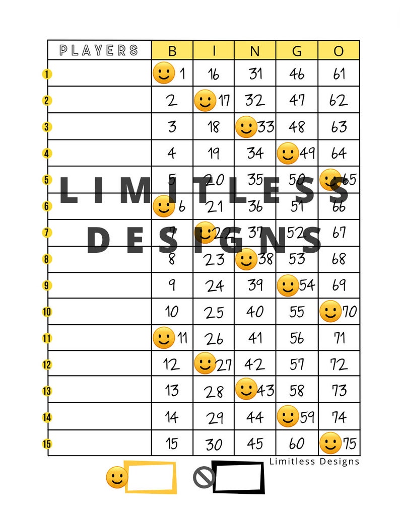 Smiley Emoji Bingo (mixed & Straight) - Etsy