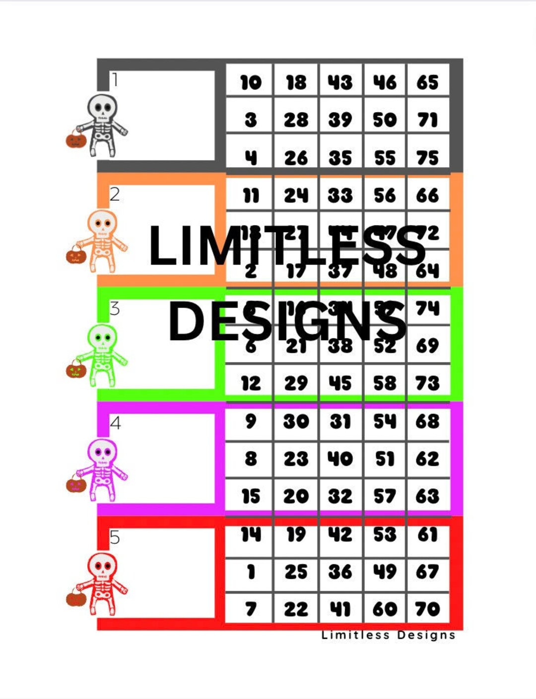 Skeleton Bingo Blocks mixed & Straight - Etsy