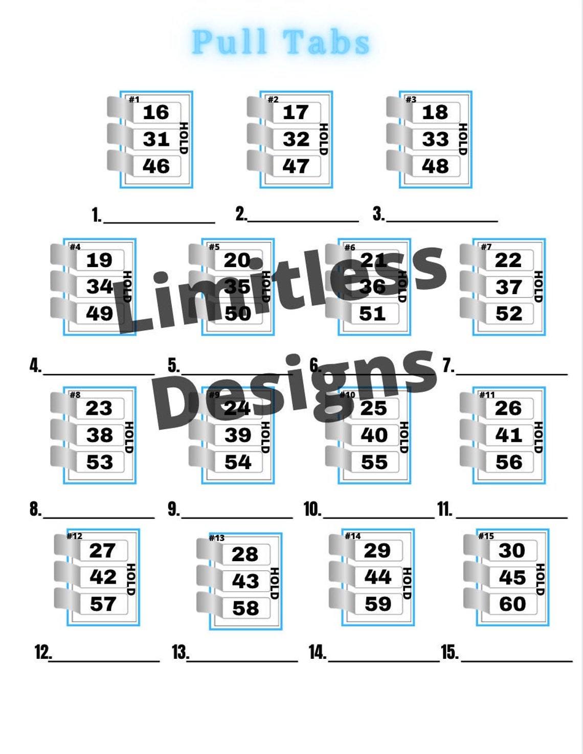 Digital File - Pull Tabs Bingo Board - Etsy