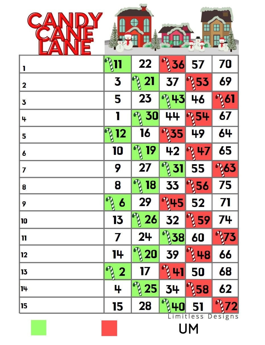 Candy Cane Lane Bingo Boards - Etsy Canada