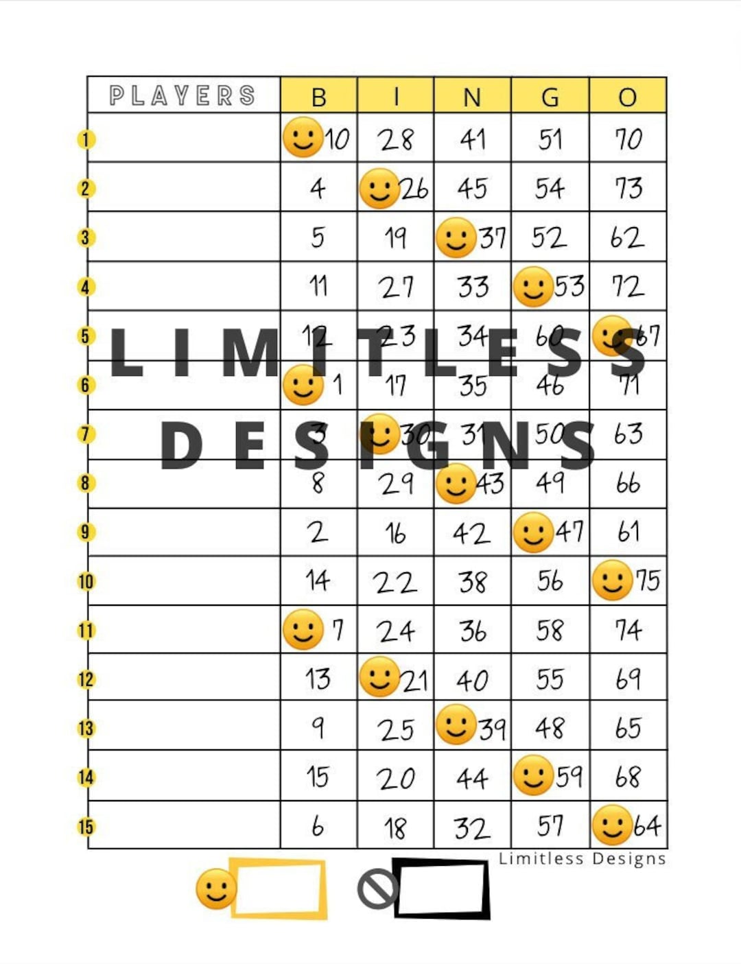 Smiley Emoji Bingo (mixed & Straight) - Etsy