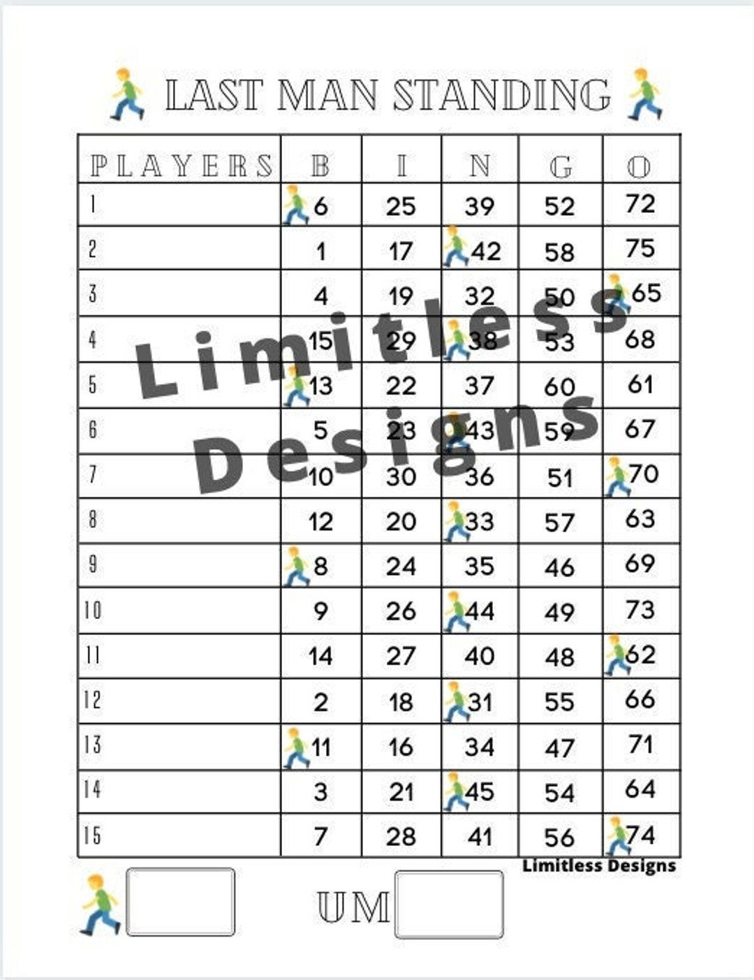 Last Man Standing Bingo Boards - Etsy