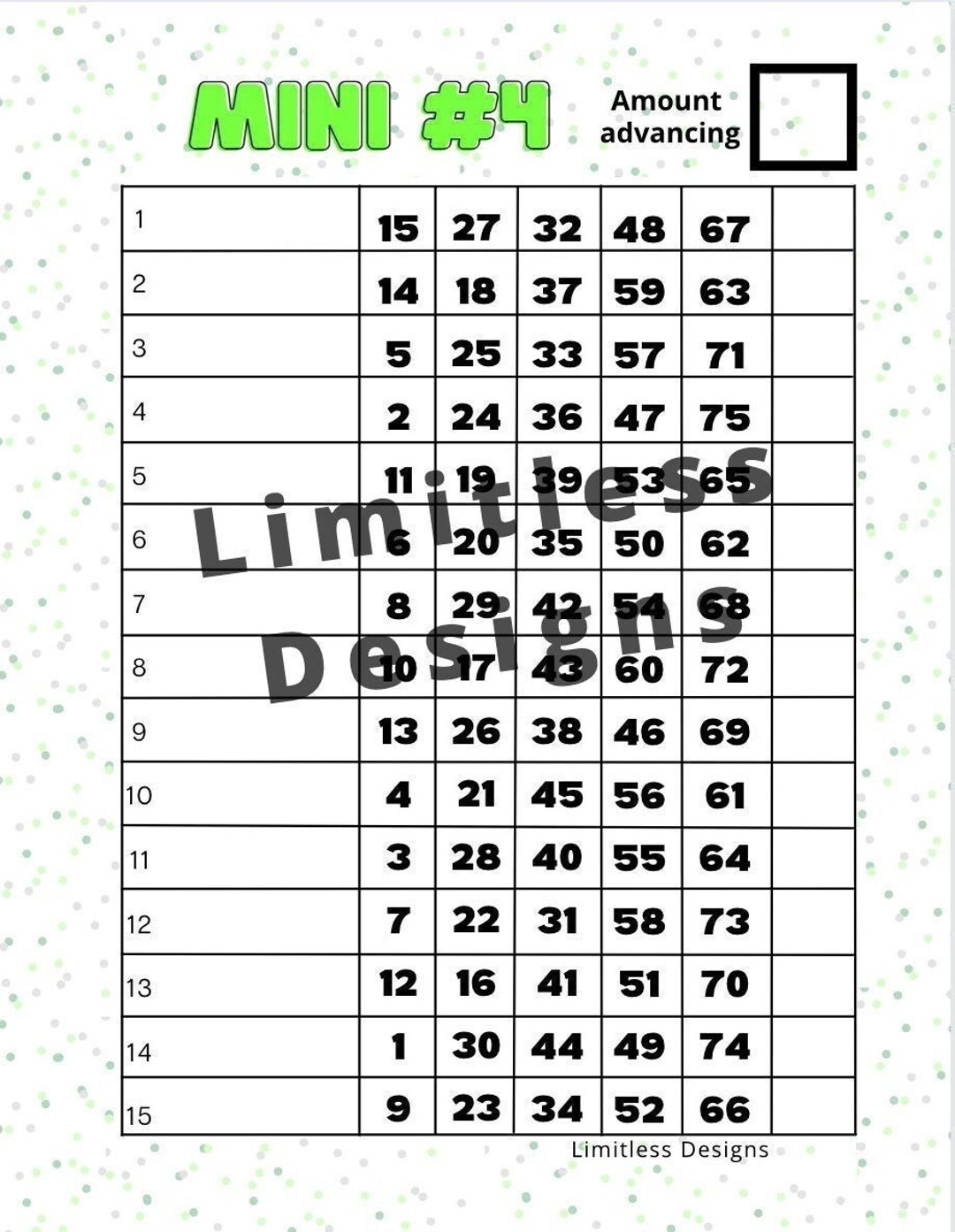 Mini #4 Bingo Board - Etsy