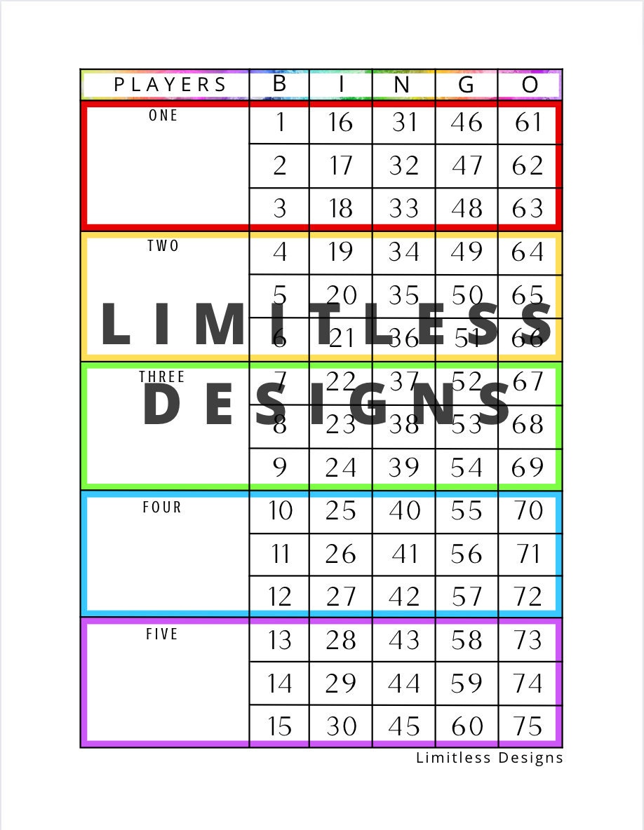 Rainbow Bingo Blocks D (mixed & Straight) - Etsy Canada