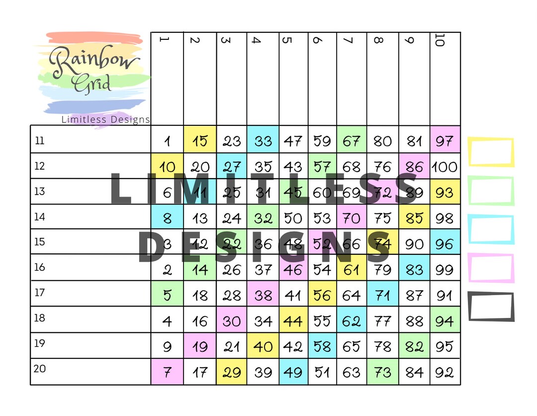 Rainbow Grid (mixed and Straight) - Etsy