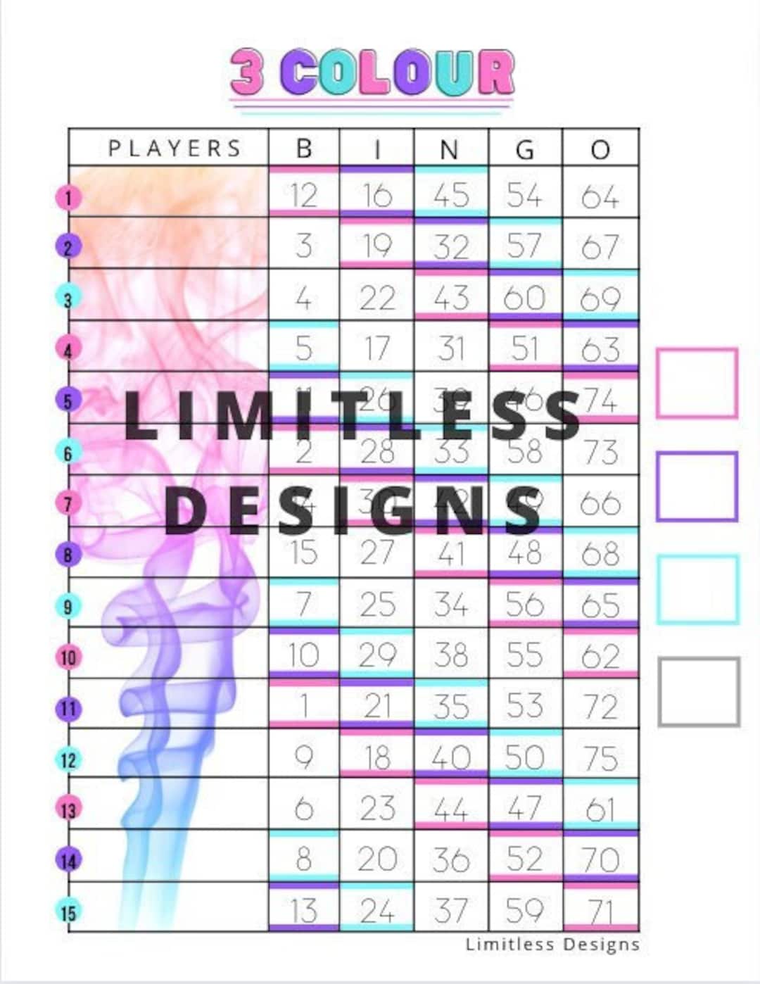 Multi Coloured Bingo Boards ( Mixed & Straight) - Etsy